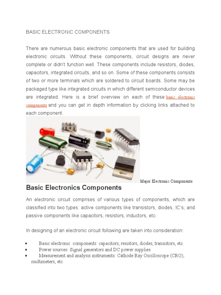 Basic Electronic Components | PDF | Electronic Component | Capacitor