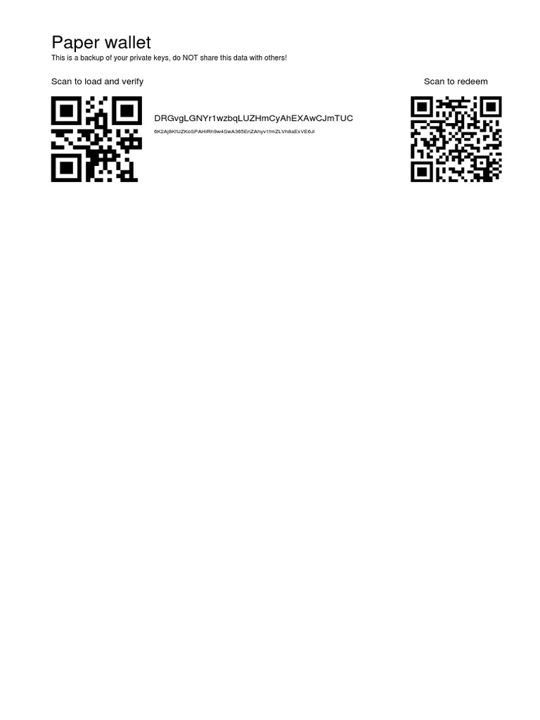Paper Wallet: Scan To Load and Verify Scan To Redeem | PDF