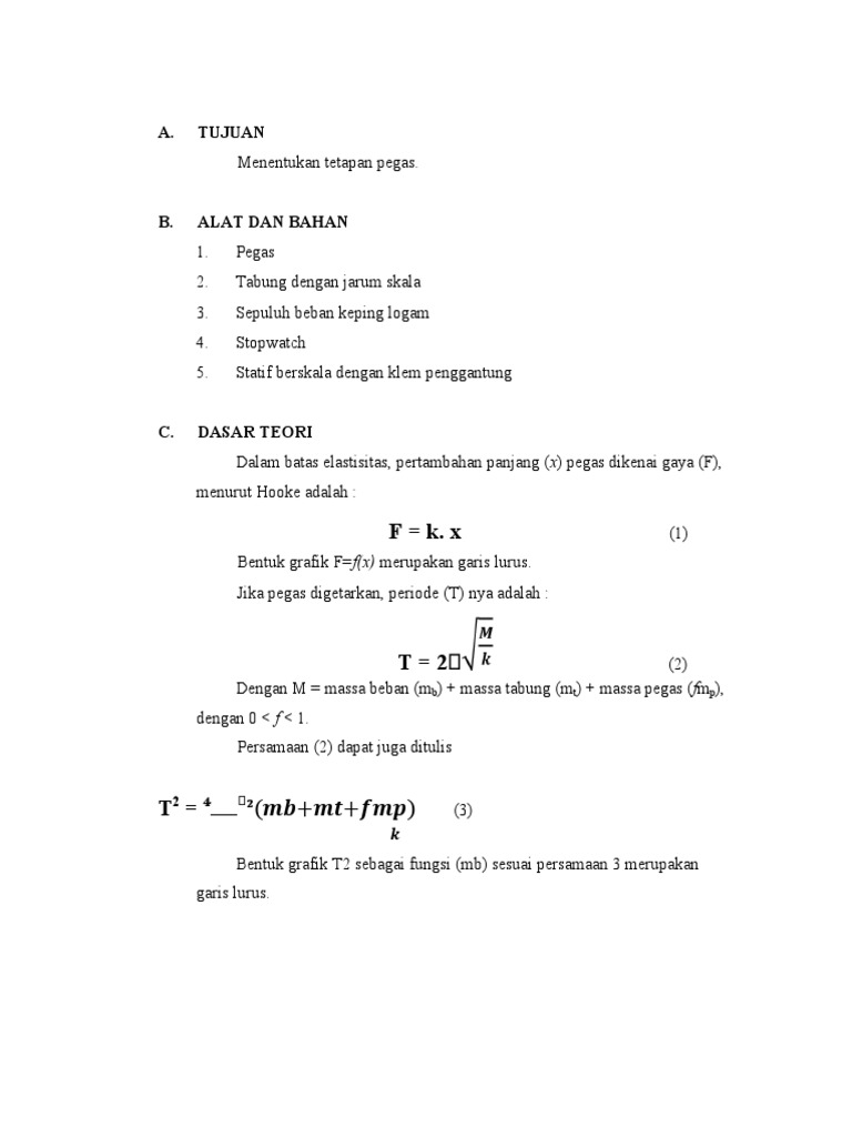 Tetapan Pegas | PDF