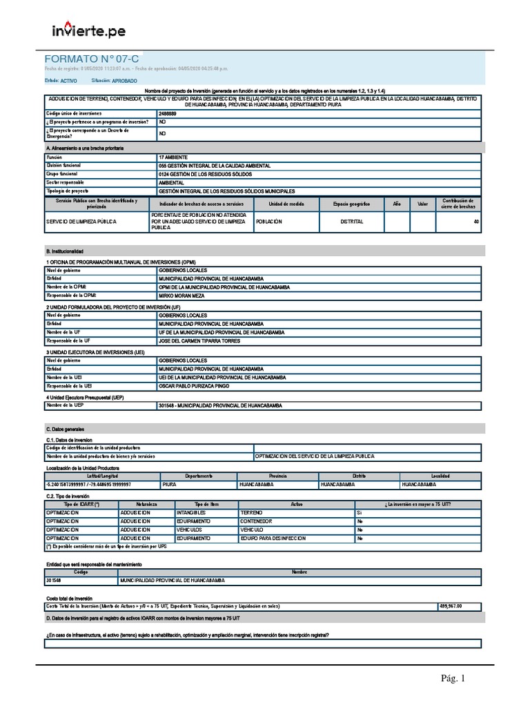 F 7C Aprobad | PDF | Inversiones | Optimización Matemática