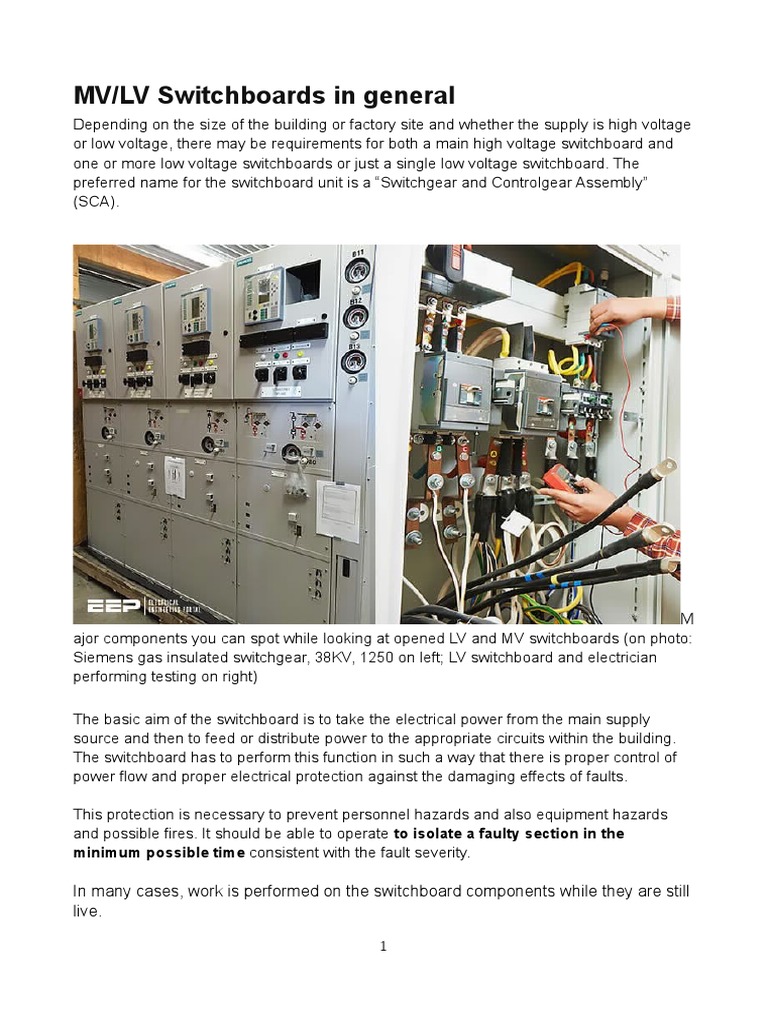 MV/LV Switchboards in General: Minimum Possible Time Consistent With ...