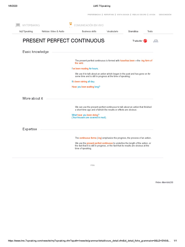 Present Perfect Continuous | PDF | Linguistic Typology | Linguistic Morphology