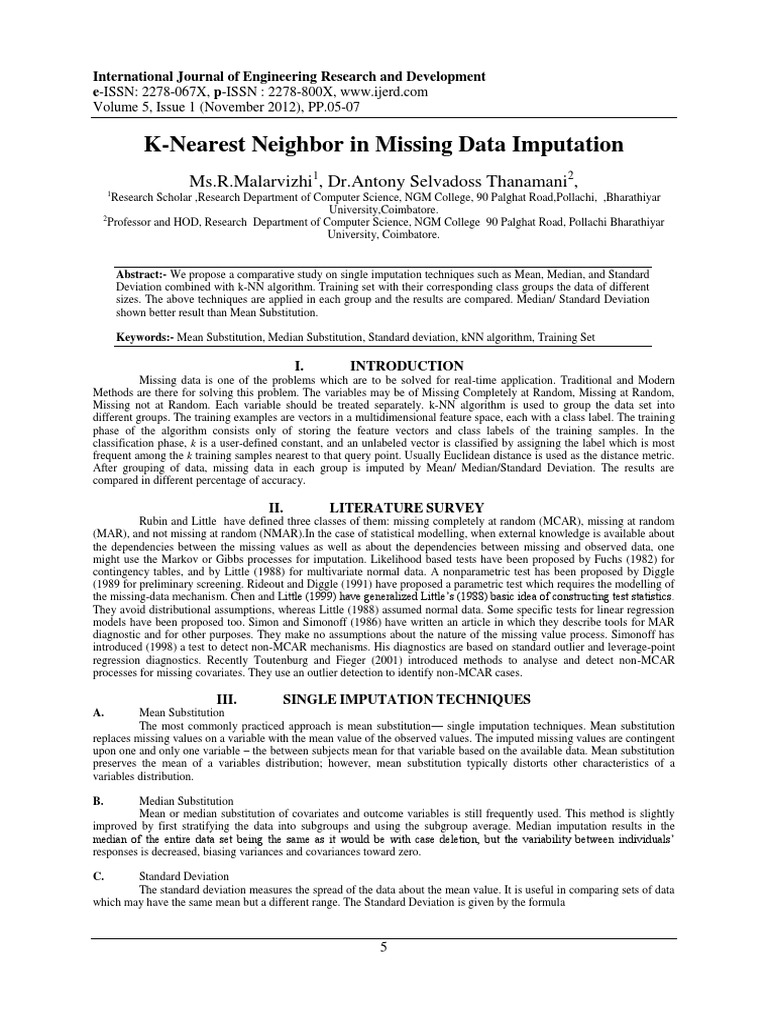 K-Nearest Neighbor in Missing Data Imputation: Ms.R.Malarvizhi, DR - Antony Selvadoss Thanamani ...