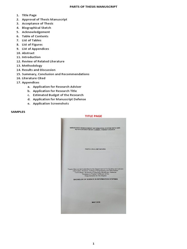 PARTS OF THESIS MANUSCRIPT BSInfoSys | PDF