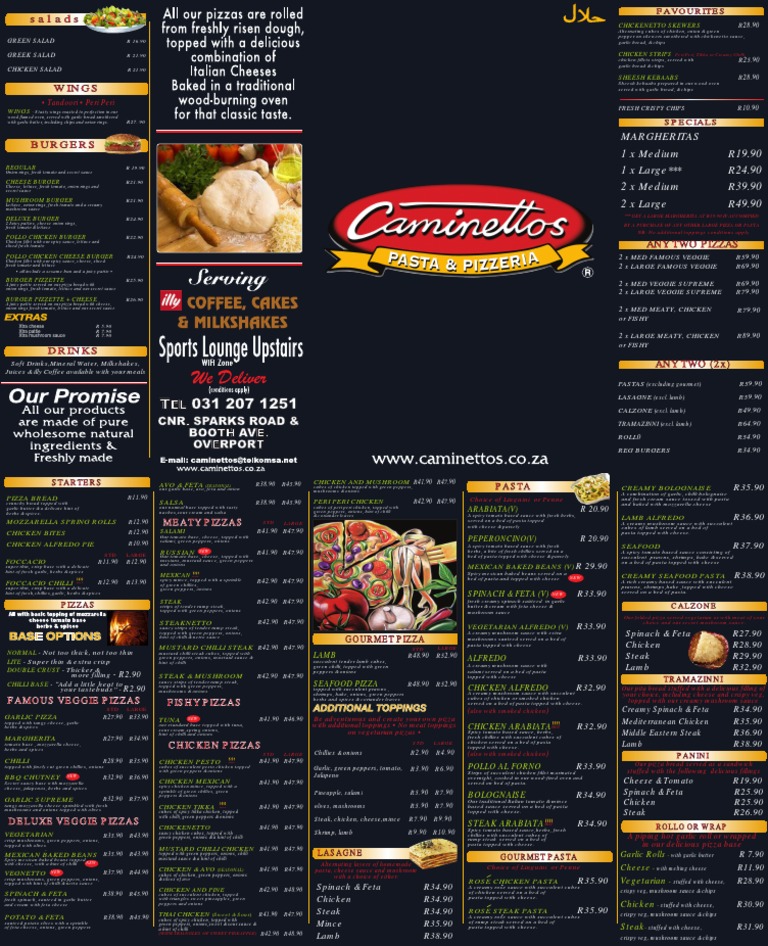 Caminettos Menu Dec 2009 | Potato Chip | Pizza