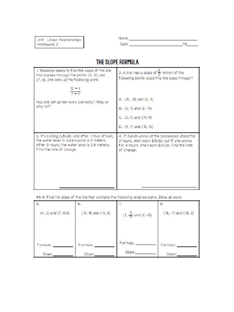 Slope Formula HW - 5-3-20 | PDF