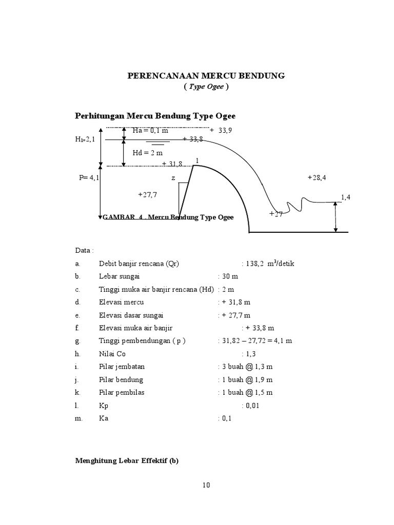 Contoh Mercu Ogee Dan Kolam Olakan Vlughter Dan Usbr | PDF