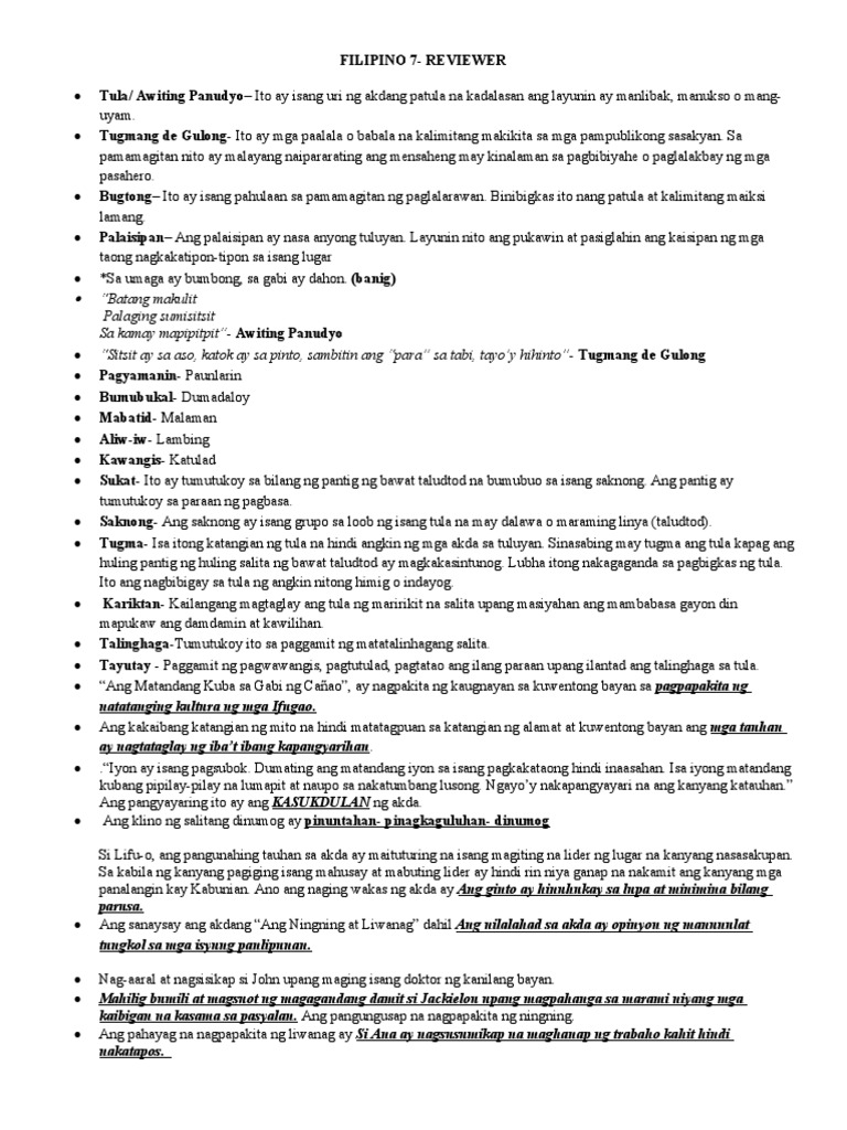 Grade 7-Reviewer | PDF