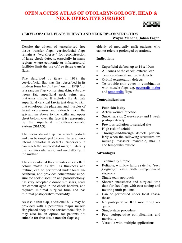 Cervicofacial Flaps For Head and Neck Reconstruction | PDF ...