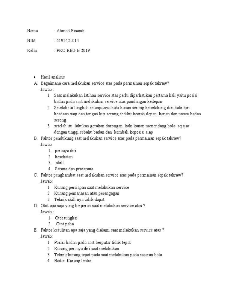 Takraw Service Atas | PDF | Olahraga & Rekreasi