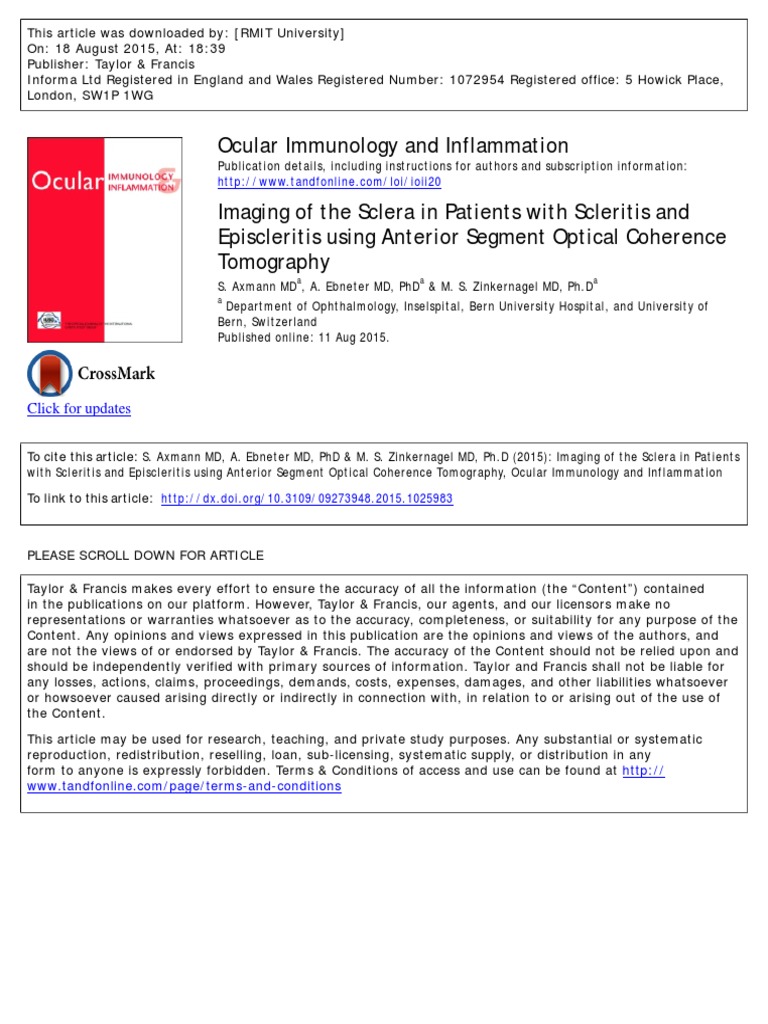 Imaging of The Sclera in Patients With Scleritis and Episcleritis Using ...