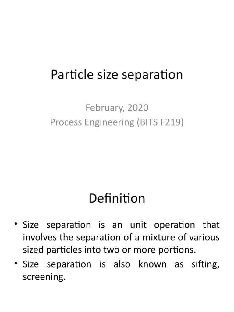 Particle Size Separation | PDF | Physics | Mechanical Engineering