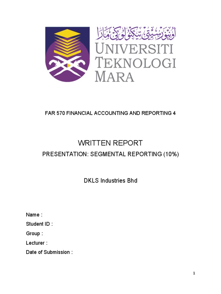Written Report Operating Segment | PDF | Financial Statement | Revenue