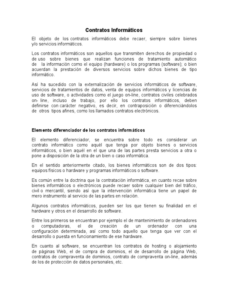 Contratos Informáticos | PDF | Informática | Software