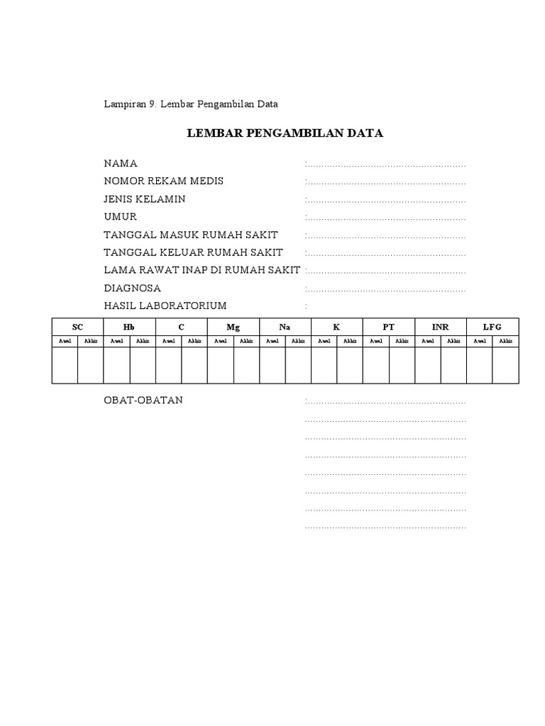 Lembar Pengambilan Data | PDF