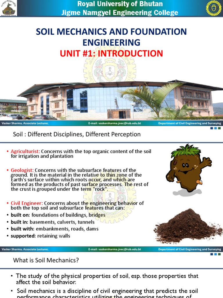 Soil Mechanics And Foundation Engineering Unit 1 Introduction