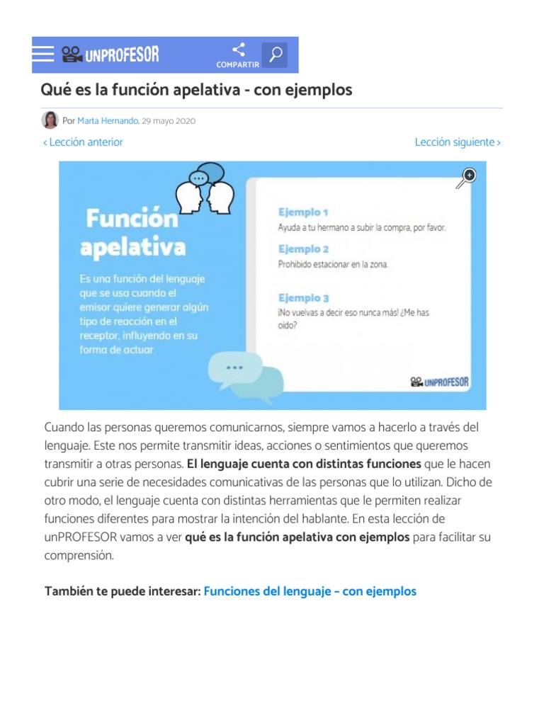 Qué Es La Función Apelativa - RESUMEN Con EJEMPLOS!! | PDF ...
