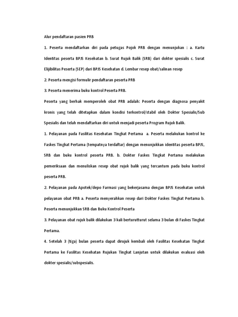 Alur Pendaftaran Pasien PRB | PDF