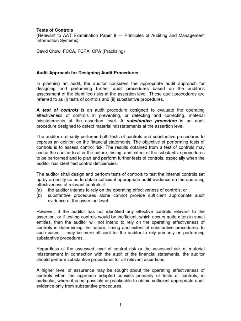 Desain Test of Control | PDF | Audit | Risk
