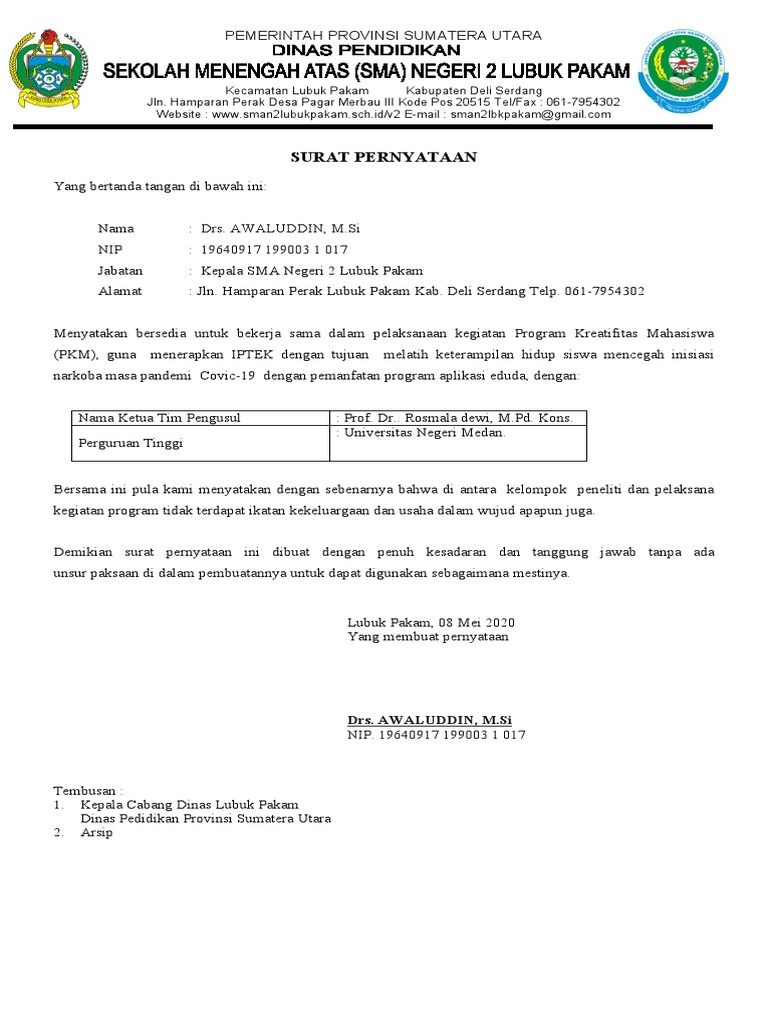 Surat Pernyataan Kemitraan | PDF