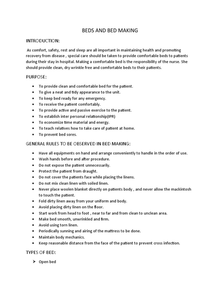 BEDS AND BED MAKING Content | Download Free PDF | Bed | Linens