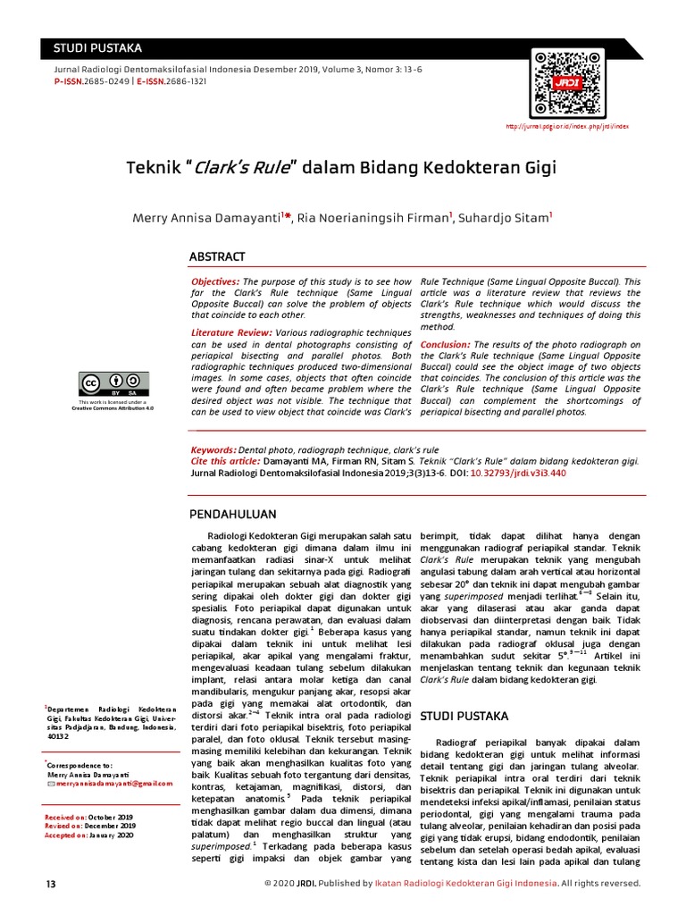 Clark's Rule: Teknik " " Dalam Bidang Kedokteran Gigi | PDF ...