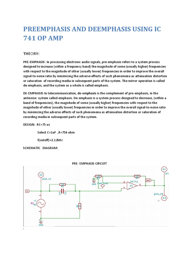 Preemphasis and Deemphasis Using Ic 741 Op Amp: Theory | PDF | Science ...