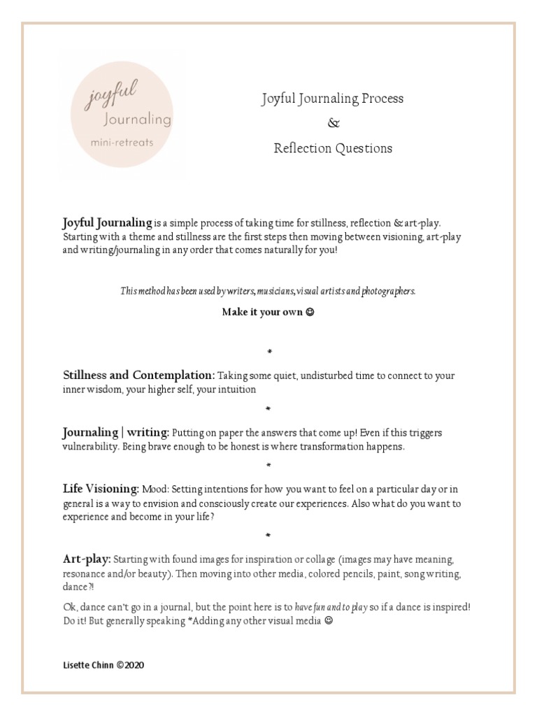 Joyful Journaling Process & Reflection Questions | PDF | Metaphysics Of ...