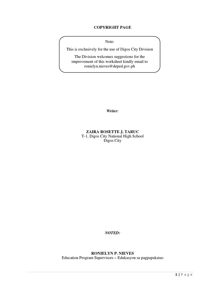 Worksheet Aral. 6 | PDF