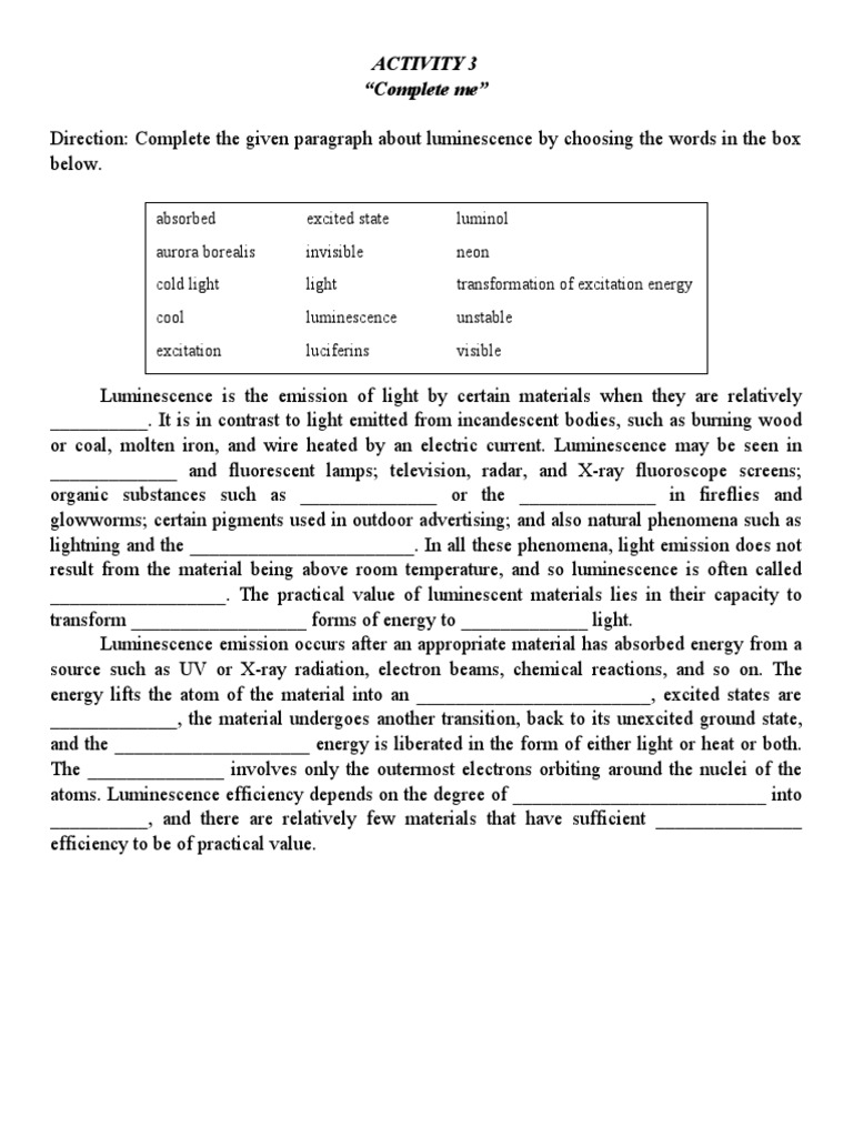 Activity 3 "Complete Me" | PDF