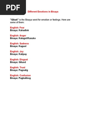 Different Emotions In Bisaya PDF, 40% OFF | www.pinnaxis.com
