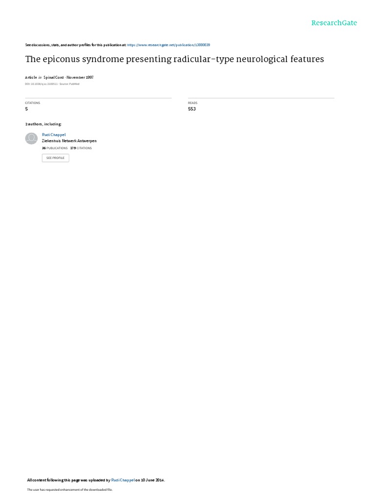 The Epiconus Syndrome Presenting Radicular-Type Ne | PDF | Urinary ...