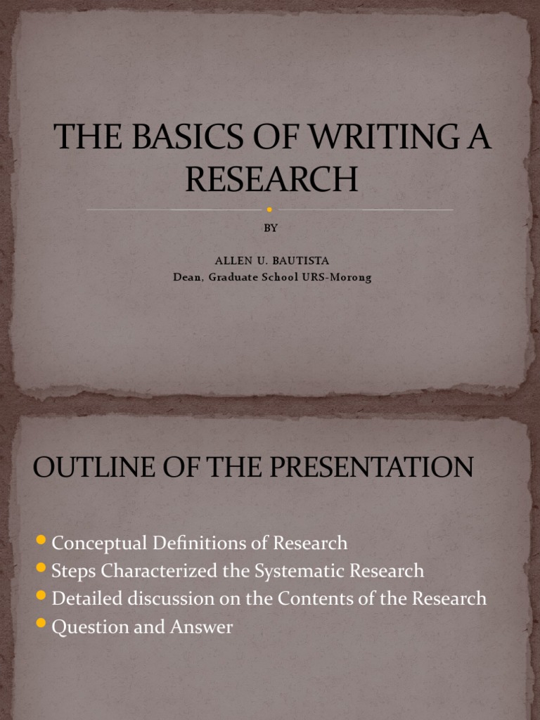 The Basics of Writing A Research | PDF | Conceptual Framework | Statistics