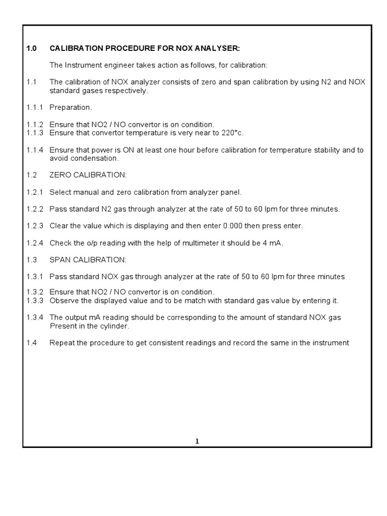 NOX Analyzer Calibration Guide | PDF | Science & Mathematics ...