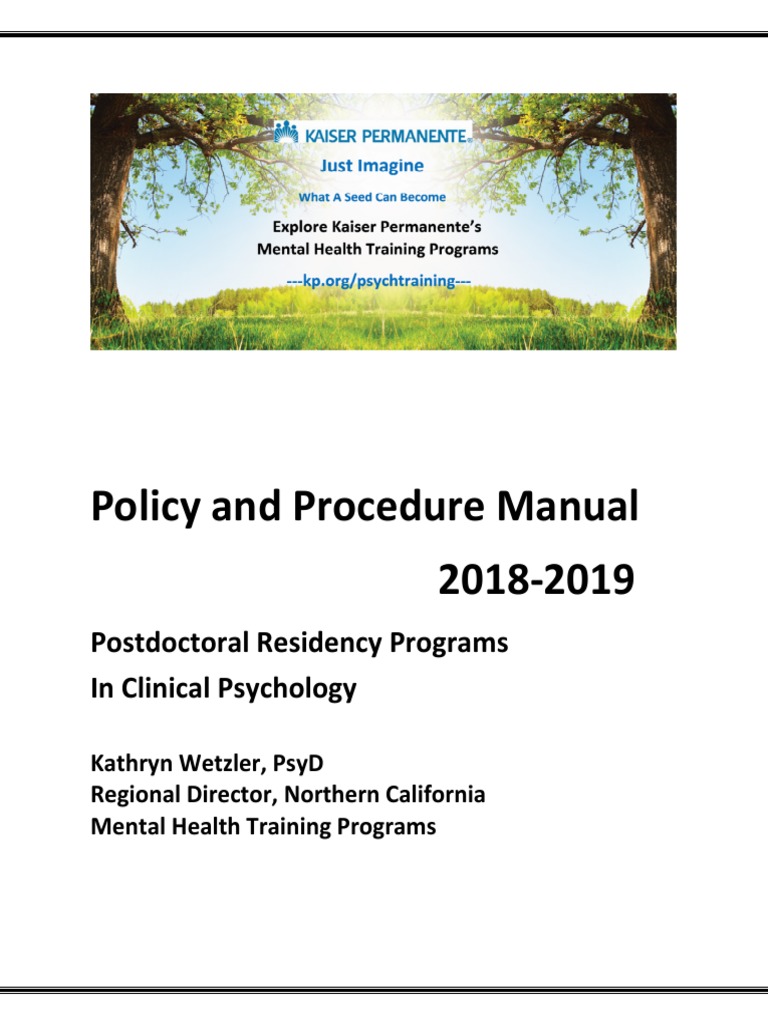 Policy and Procedure Manual 2018-2019: Postdoctoral Residency Programs ...