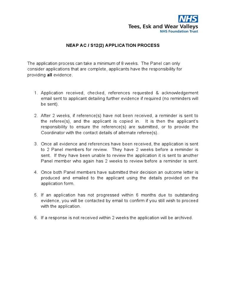 NEAP AC/S12(2) Application Steps Guide | PDF | Finance & Money ...