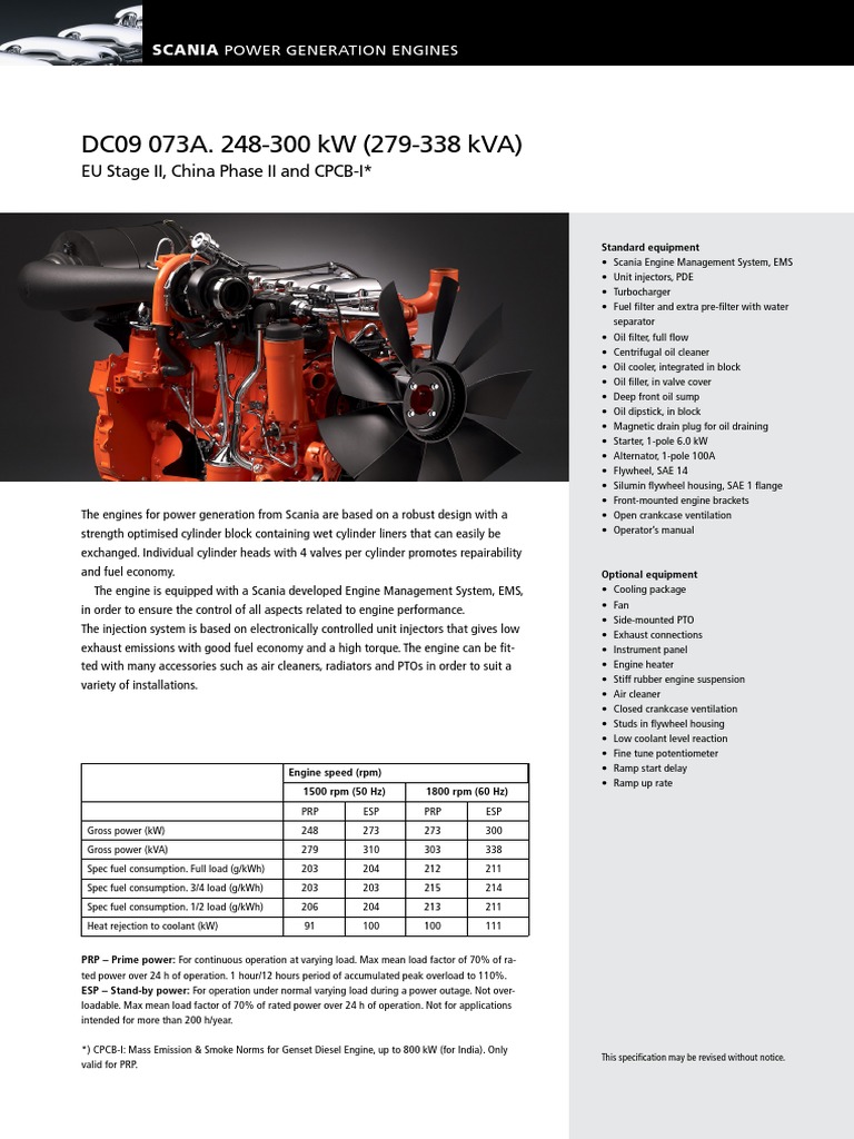 DC09 073A. 248-300 KW (279-338 kVA) : EU Stage II, China Phase II and ...