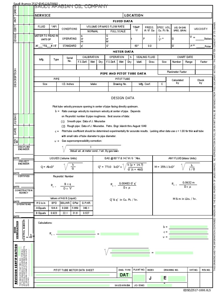 Saudi Aramco fluid meter calibration and flow rate chart | PDF | Flow ...
