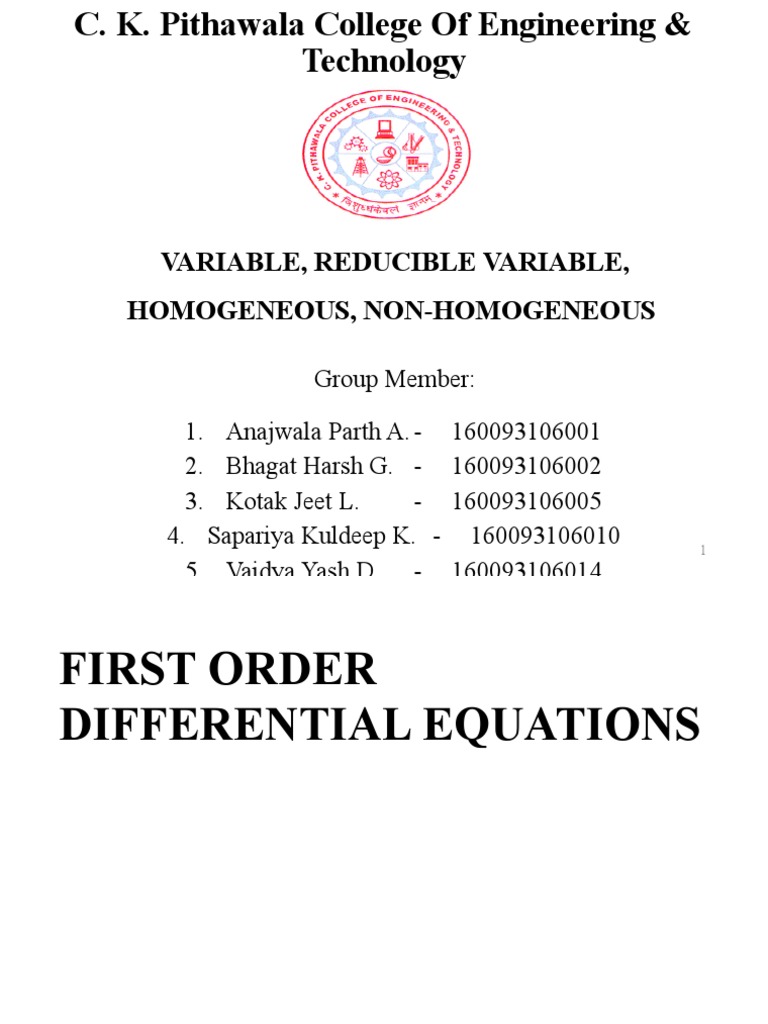 Solving First Order Differential Equations Through Various Methods ...