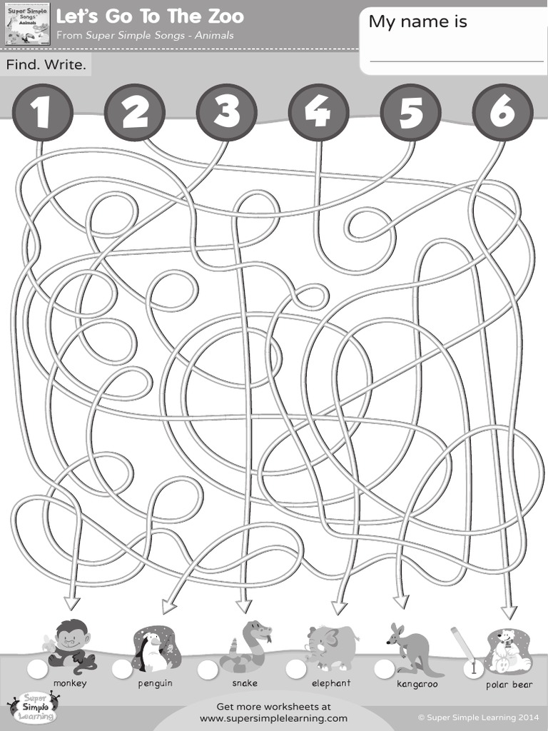 Lets Go To The Zoo Worksheet Follow The Lines BW | PDF