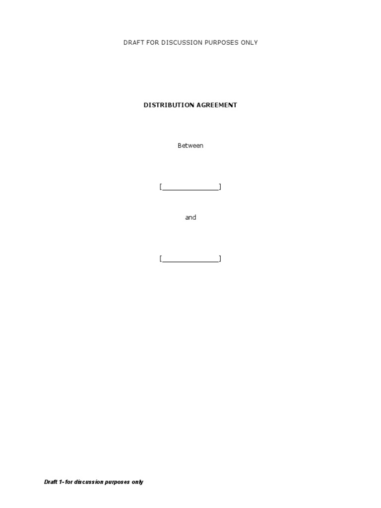 Draft For Discussion Purposes Only: Distribution Agreement | Download ...