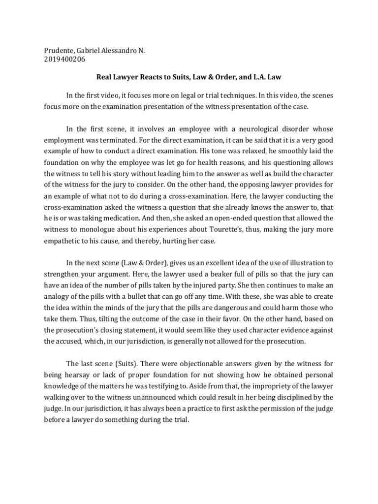 Practice Court 2 Reflection Paper No. 2 | PDF | Witness | Trials