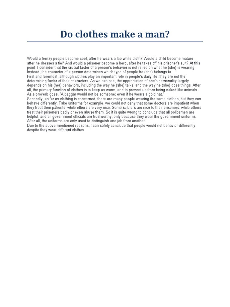 Do Clothes Make A Man | PDF | Career & Growth