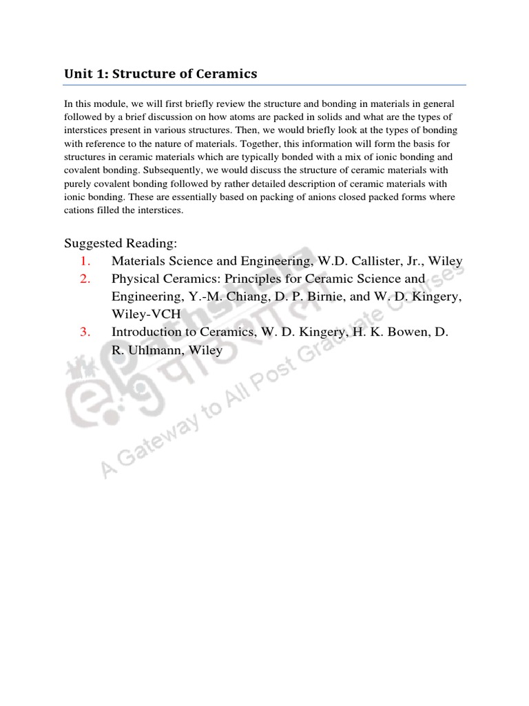 Structure of Ceramics PDF | PDF | Crystal Structure | Chemical Bond