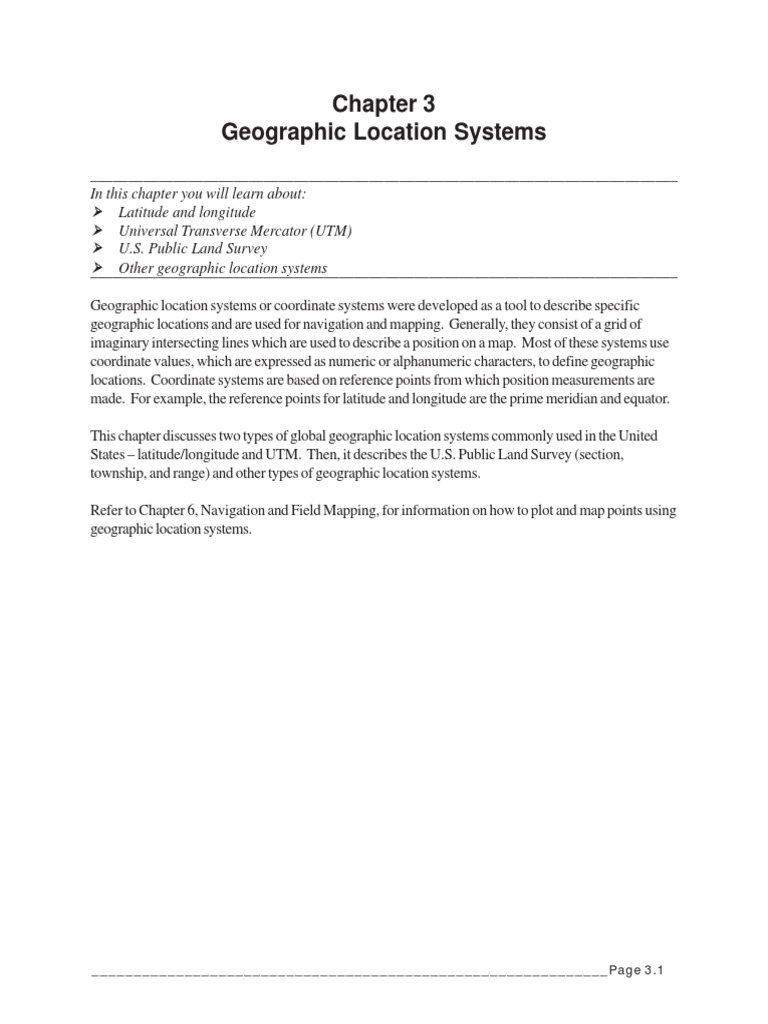 Geographic Location Systems Overview | PDF | Latitude | Minute And ...