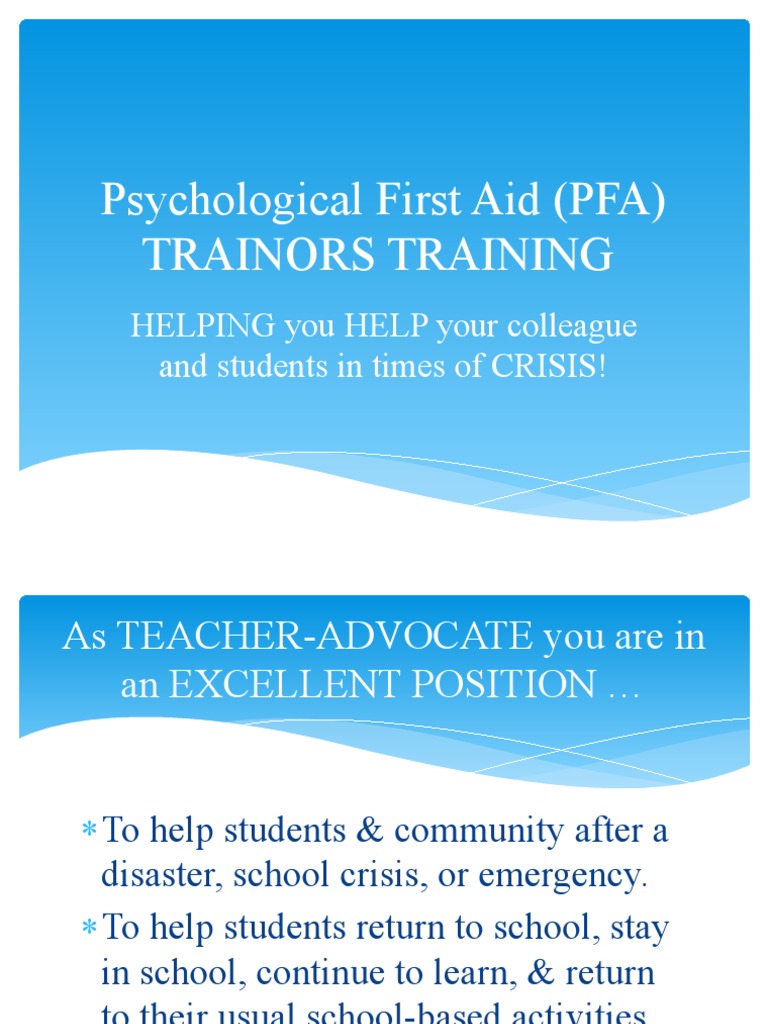 Pfa - Applied Pfa | PDF | Psychological Resilience | Recovery Approach