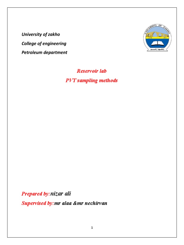 Reservoir Lab PVT Sampling Methods: University of Zakho College of ...