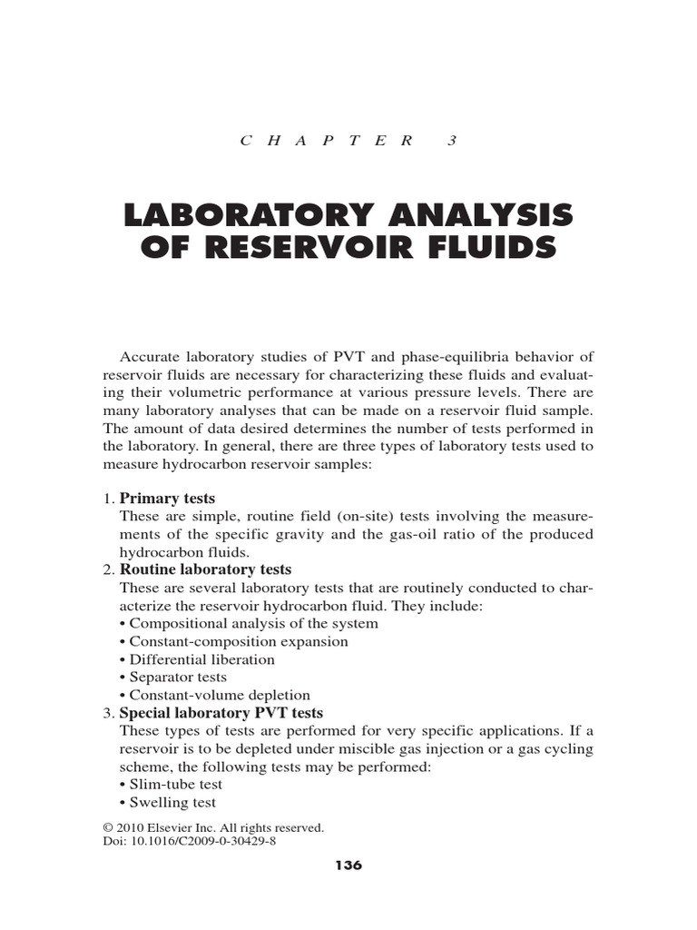 Laboratory Analysis For Reservoir Fluids | PDF | Petroleum Reservoir ...