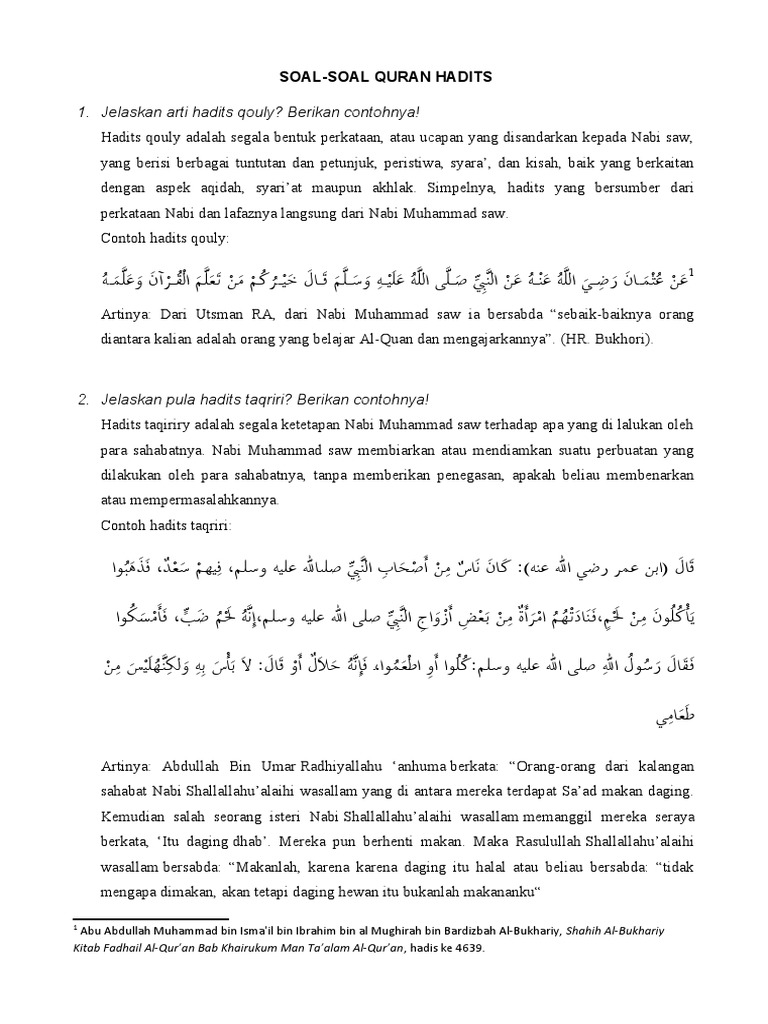 Contoh Hadits Lengkap Sanad dan Rawi | PDF