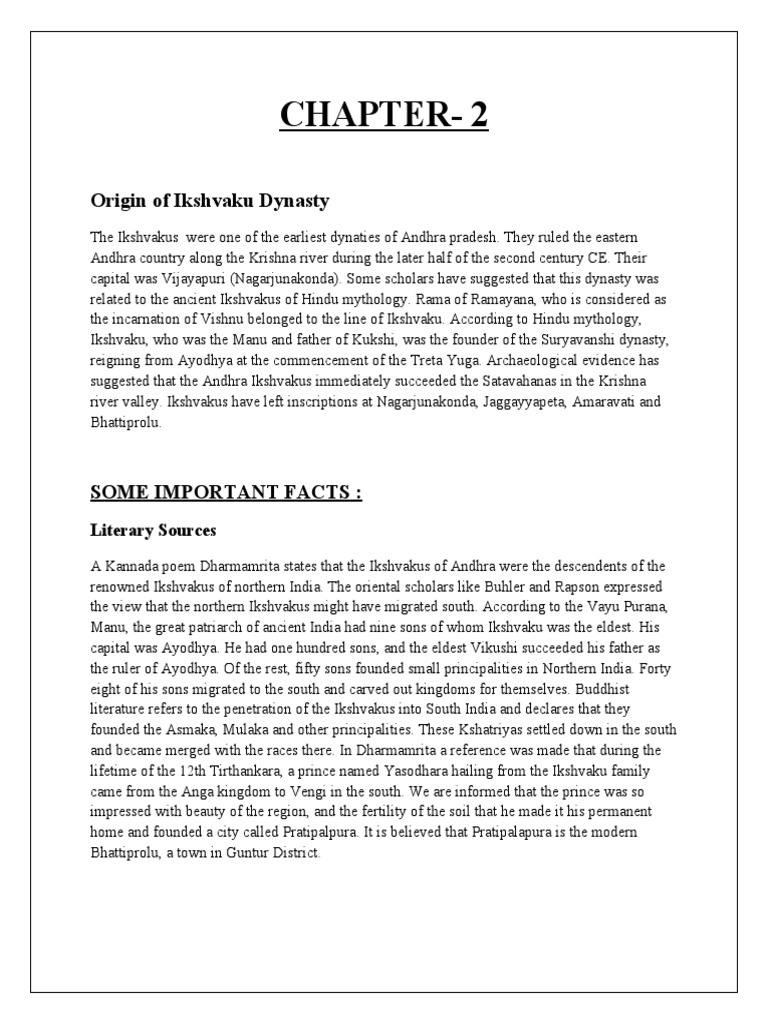 Chapter-2: Origin of Ikshvaku Dynasty | PDF | Hindu Literature | Hindu ...